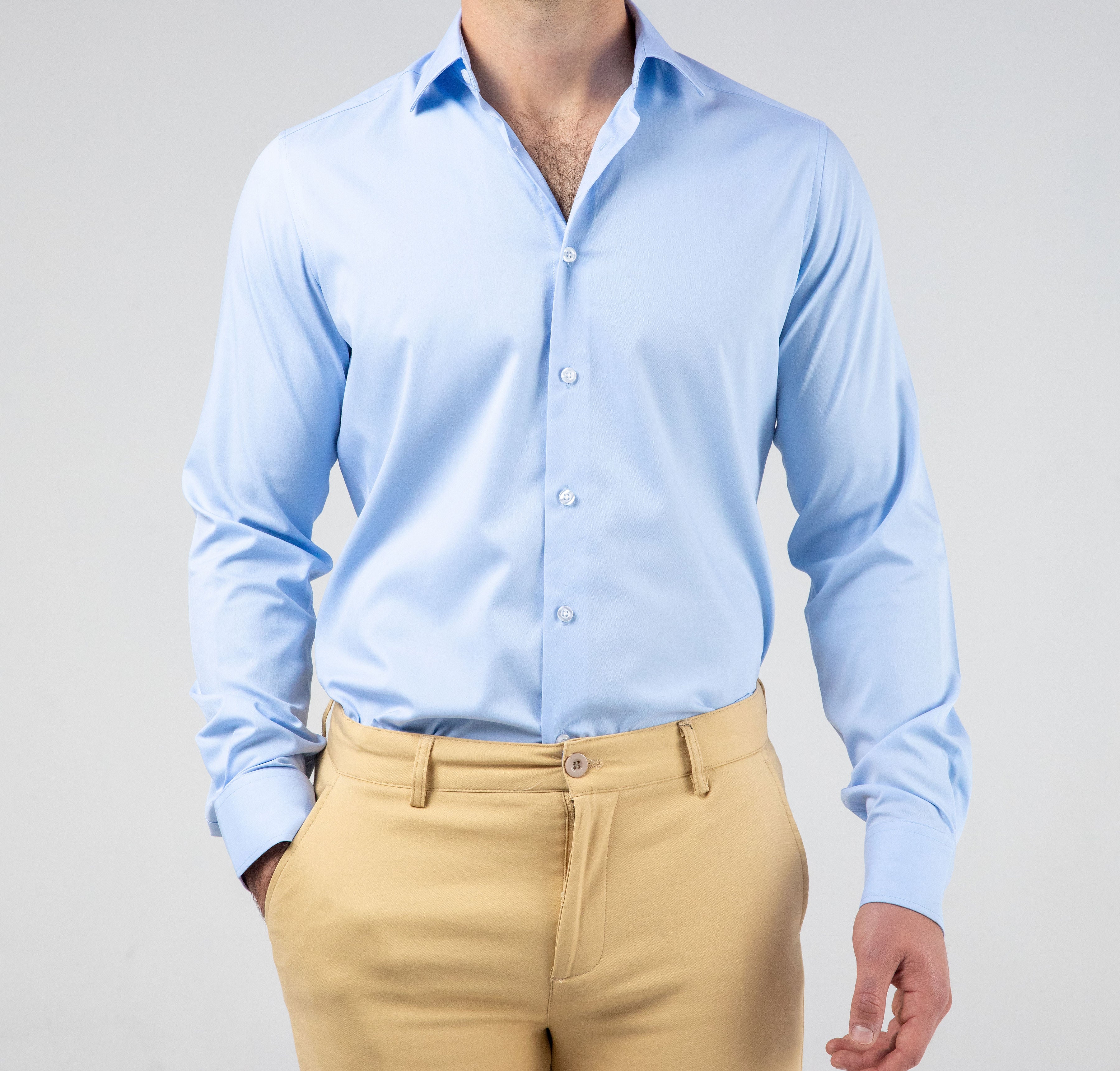 Baby Blue Slim Bamboo Shirt – SEVEN MEN